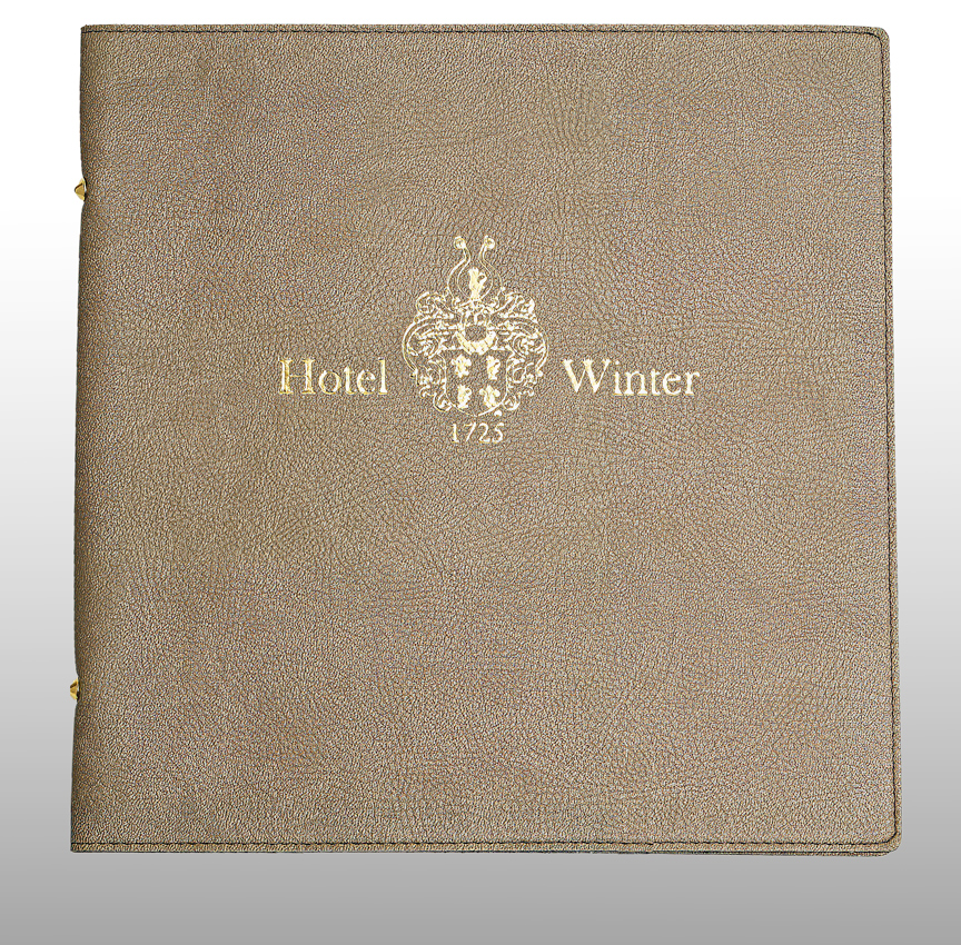 Softy Speisekarte Designleder A4 und 21×21 cm mit Logo ...